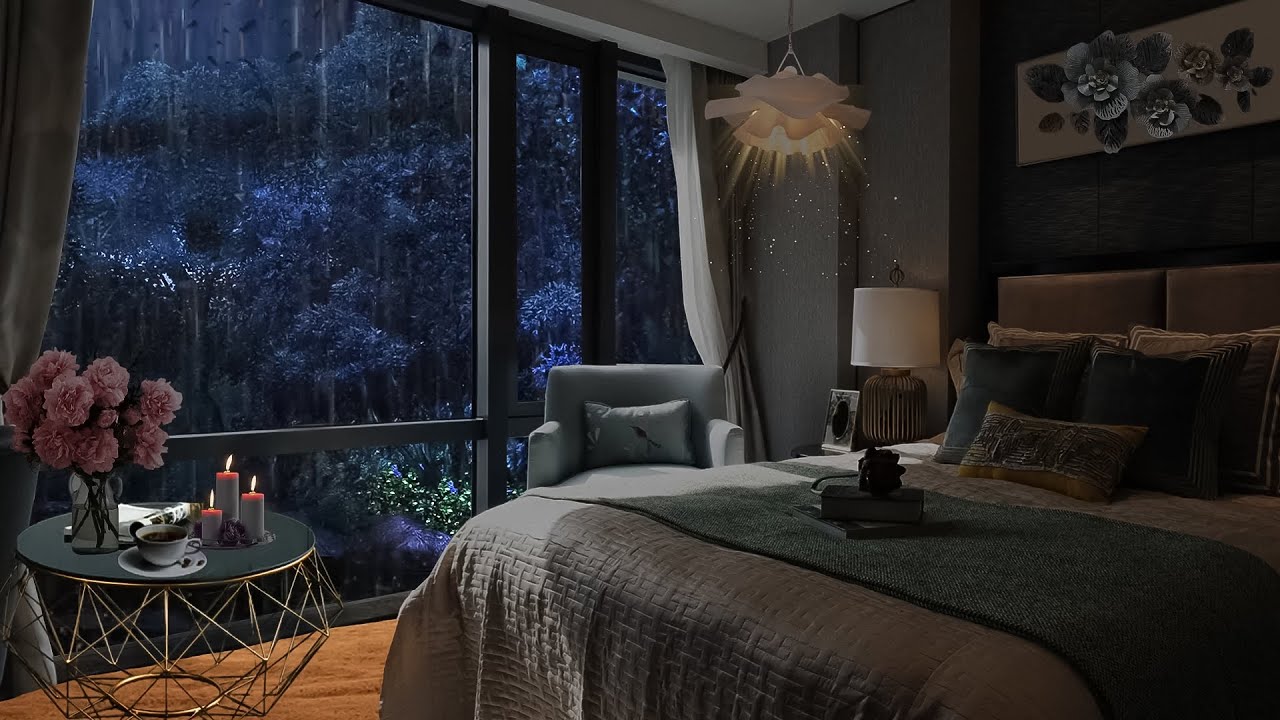 A Rainstorm Night, Stay Warm In Cozy Bedroom & Let Your Window Opened 💤 ...
