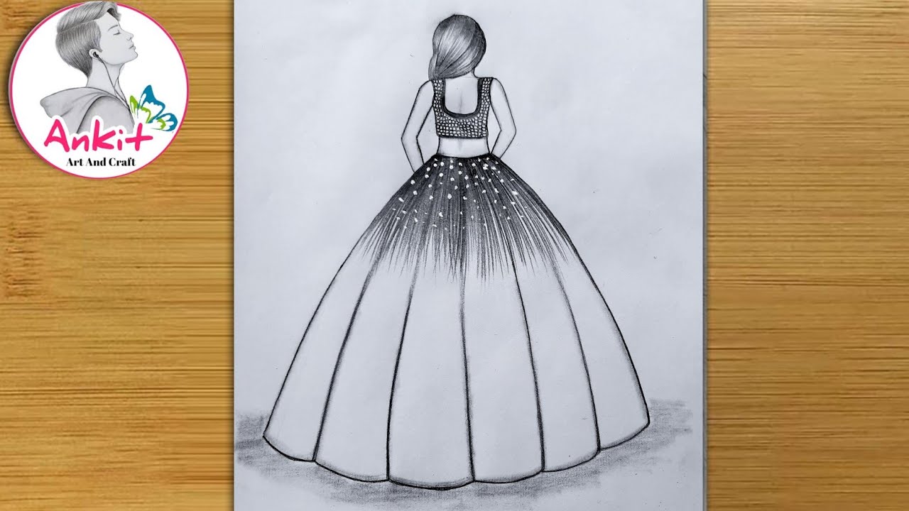 Girl Drawing | How to draw a girl in beautiful gown | Easy girl ...