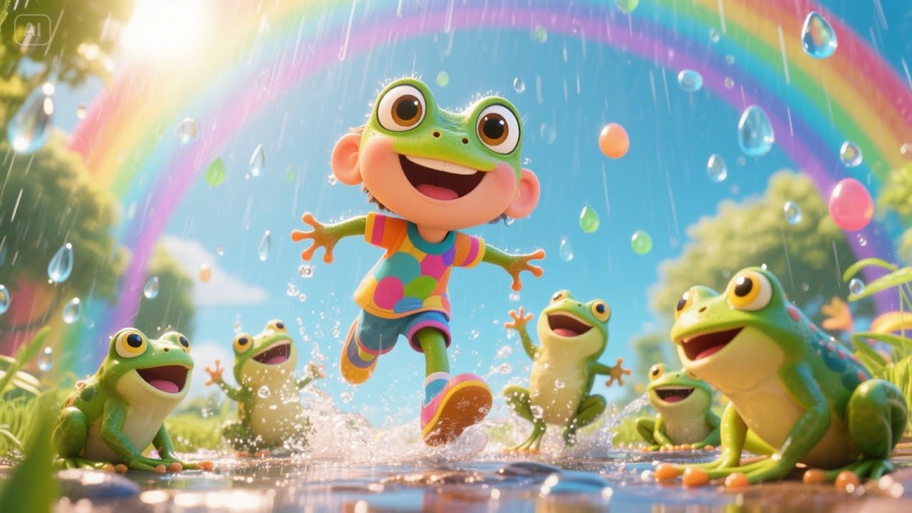 Hop Like a Frog in the Rain | Fun Frog Jumping Song for Kids | Rainy ...