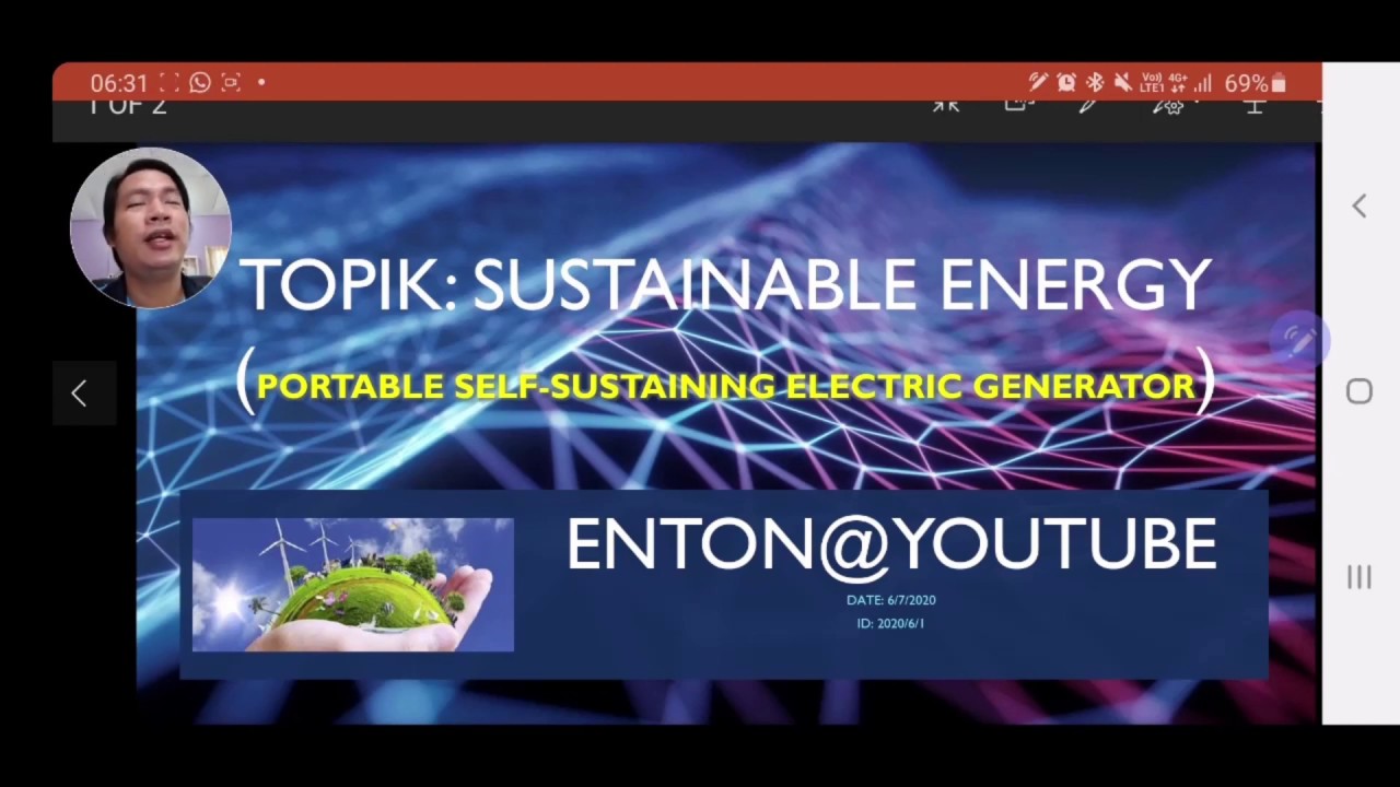 Sustainable Energy - Portable Self-Sustaining Electric Generator - YouTube