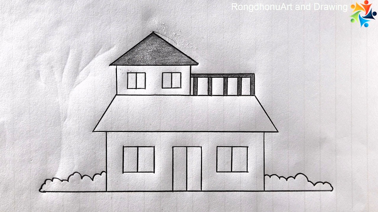 Nice House Drawing Tutorial || Ghar ka Chitra || My Home Pencil Drawing ...
