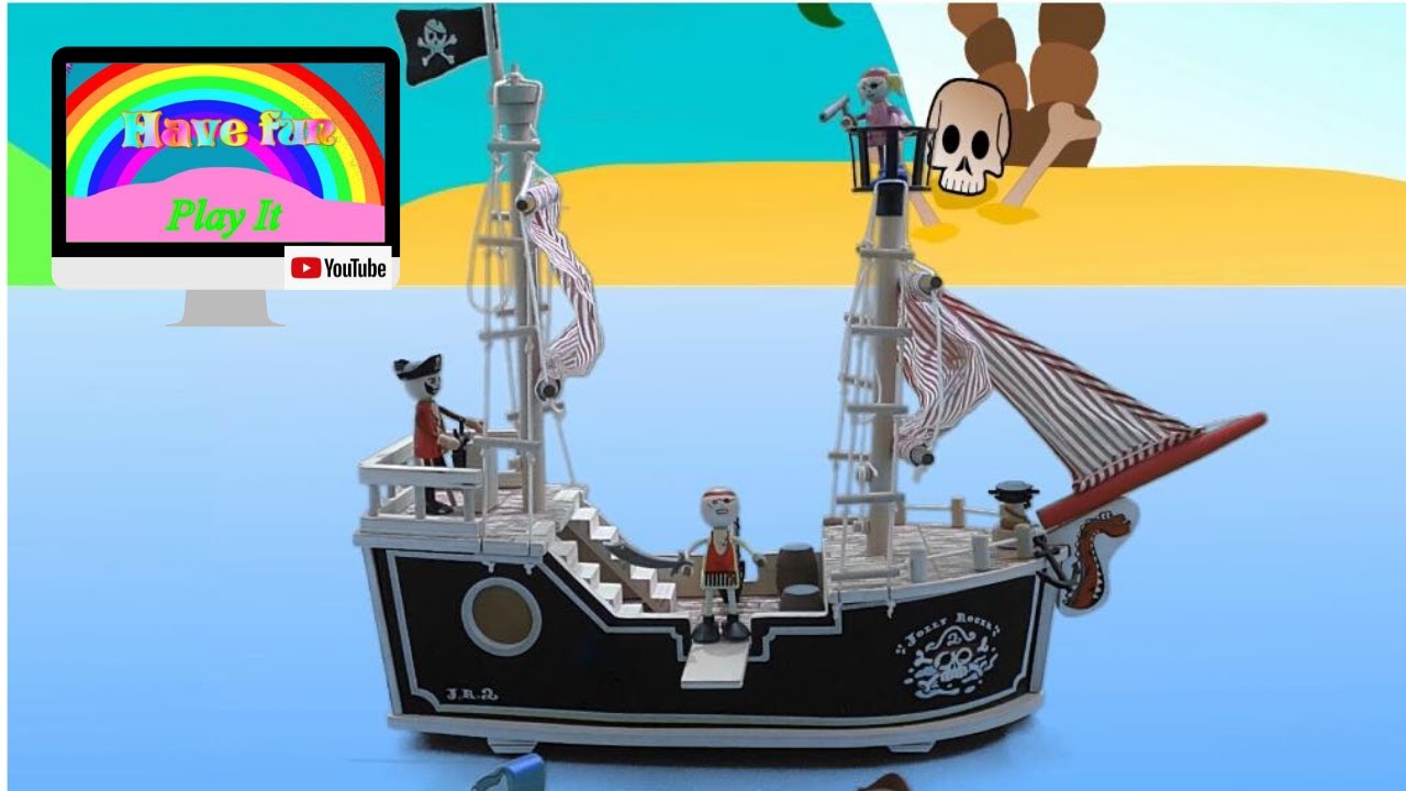 Pirate Ship | 4 Pirats and 1 Baby Shark | Building Pirat Ship | Playing ...