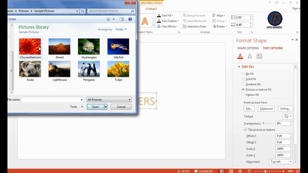 How to insert a picture inside text in Power Point. - YouTube