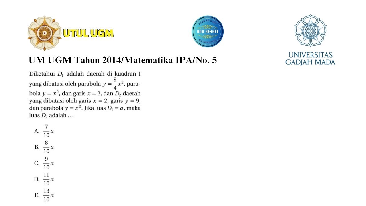 UM UGM Tahun 2014/Matematika IPA/No. 5 (Aplikasi Integral) - YouTube