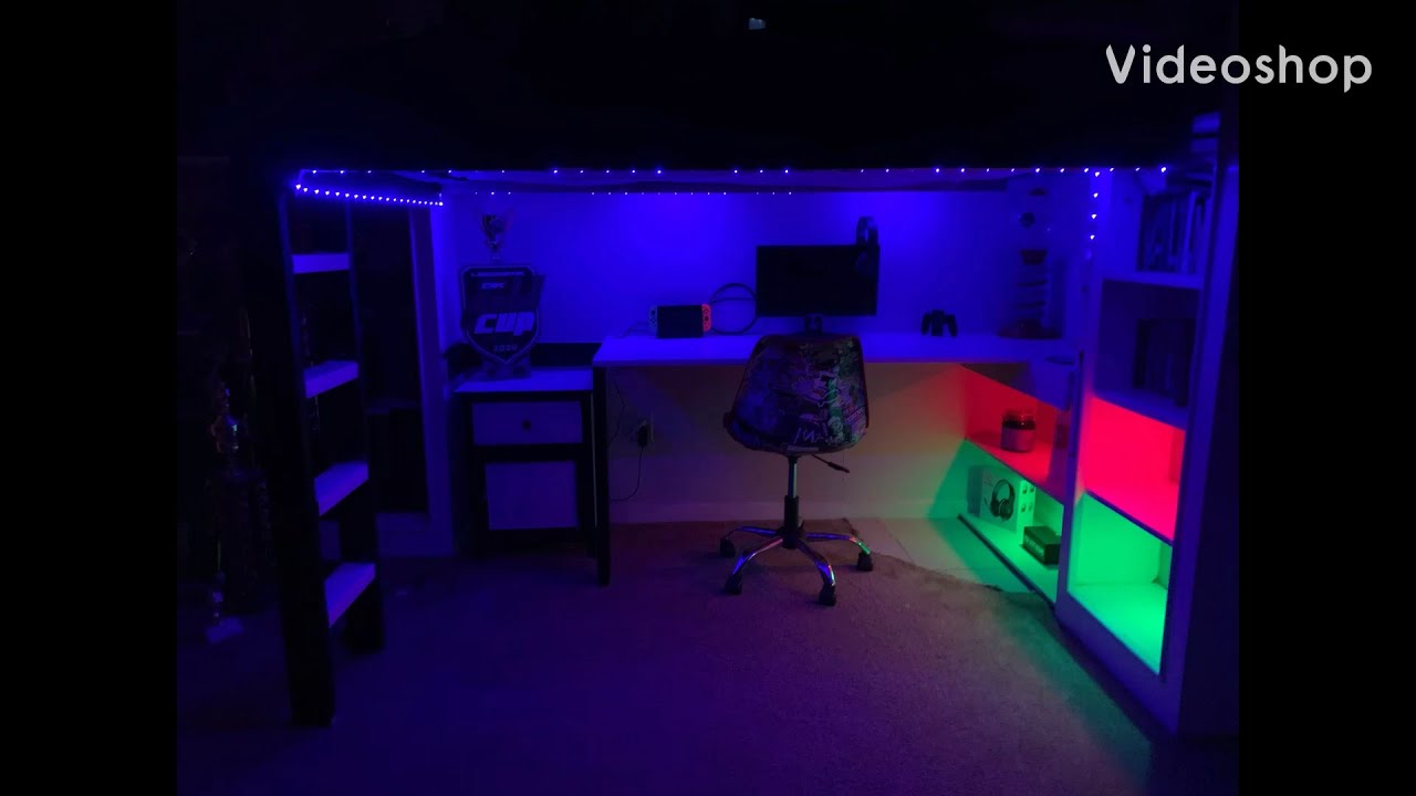 New loft bed gaming setup!! - YouTube