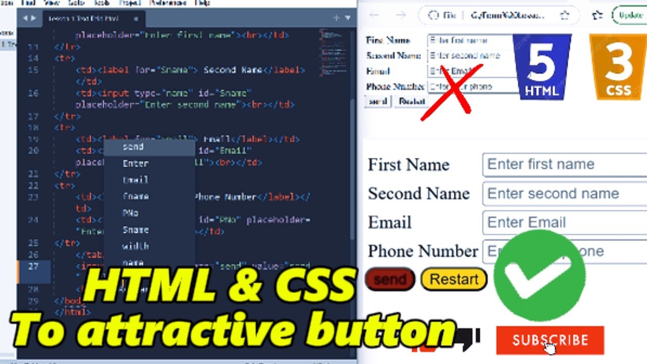 How To Create Attractive Button Using HTML & CSS | HTML & CSS Tutorials ...
