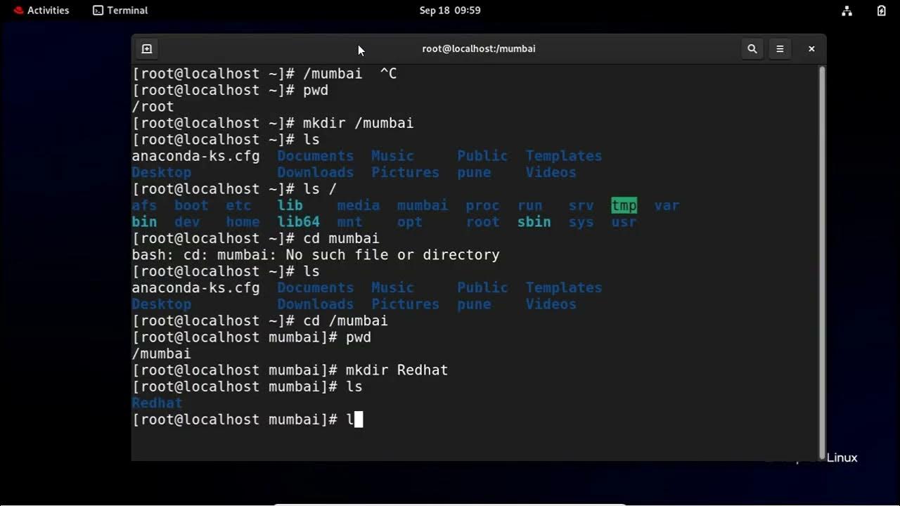Lec 05: Use of cd, mkdir, and touch in linux - YouTube
