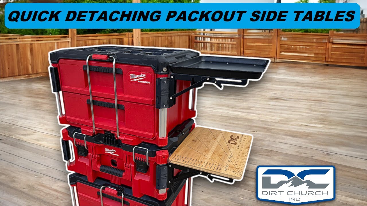 Milwaukee Packout Quick Detaching/Folding Tables, Steel & Bamboo - YouTube