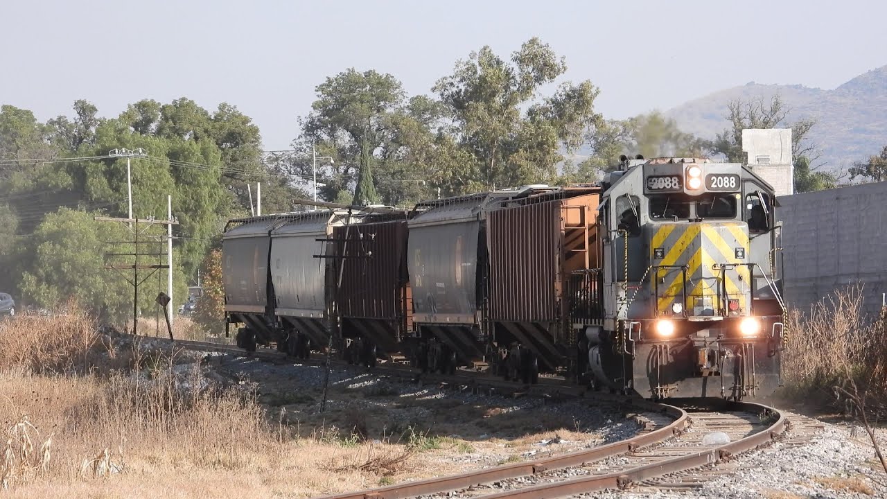 [4k] KANSAS CITY SOUTHERN DE MÉXICO, GP38-2 #2088 EN TEXCOCO, SÁBADO 17 ...