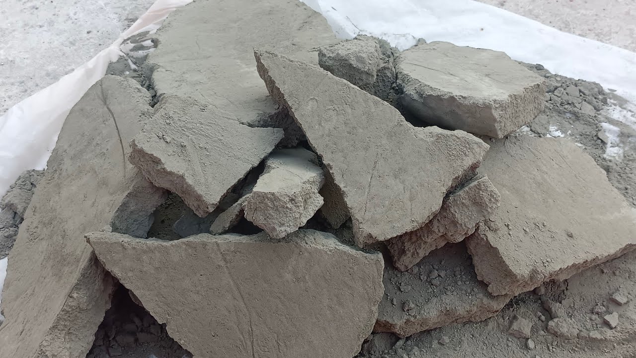 ASMR: pure fresh cement slab crispy crumbling on floor_ oddly ...