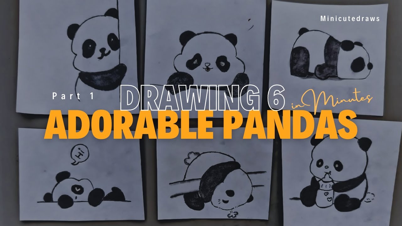 Drawing 6 Adorable Pandas in Minutes! 🐼 | Drawing Six Pandas in ...