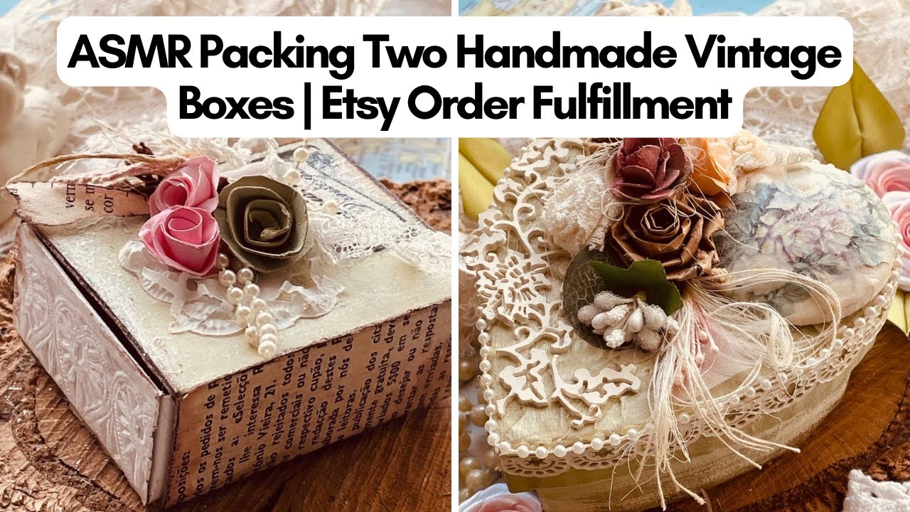 ASMR: Packing Two Handmade Vintage Boxes | Etsy Order Fulfillment - YouTube