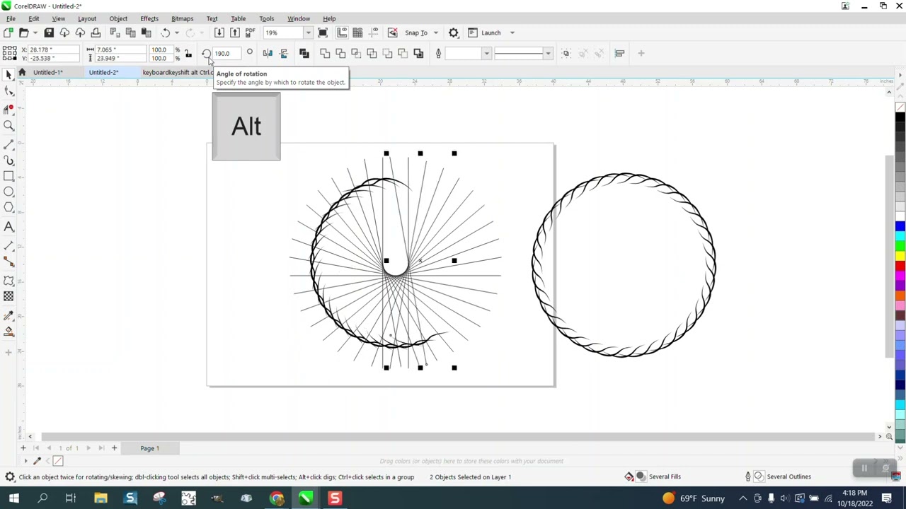 Corel Draw Tips And Tricks Easy Way To Find The Center Of Page To Rotate Part 3 Clone Youtube