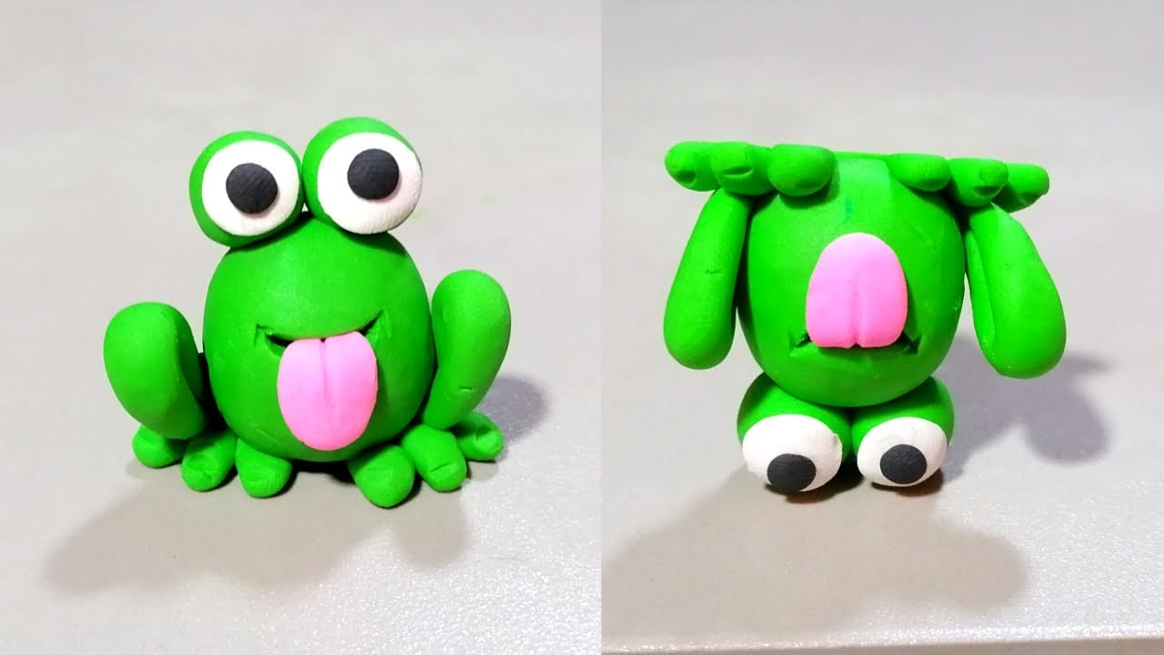 Frog sculpture with easy clay | how to make a frog in easy clay ...