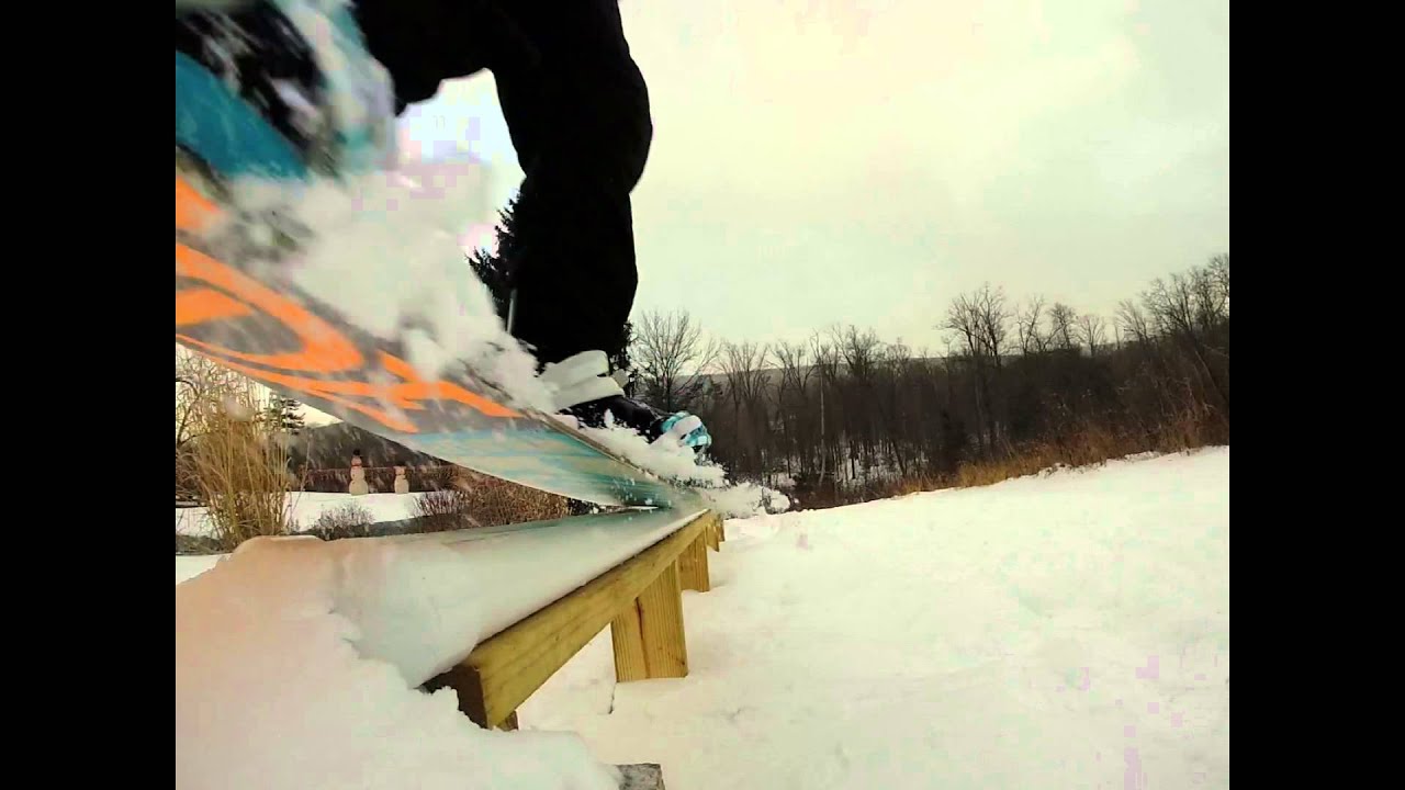 learning rails in my backyard (Snowboarding) - YouTube