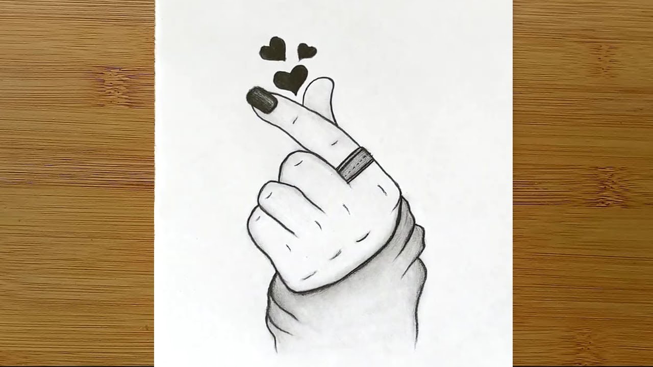 Hart-Hands Drawing For Beginners With Pencil Sketch | Step By Step ...