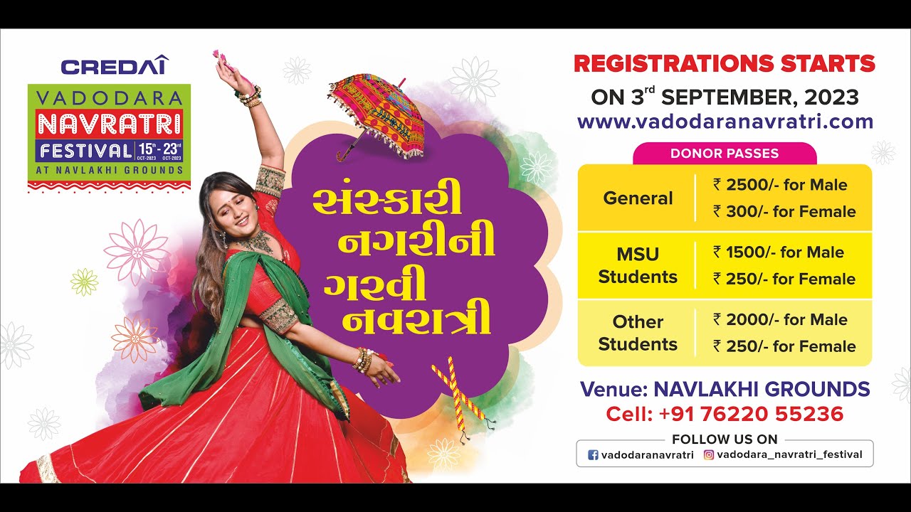 Vadodara Navratri Festival 2023 Registration starts on Sept 3rd ...