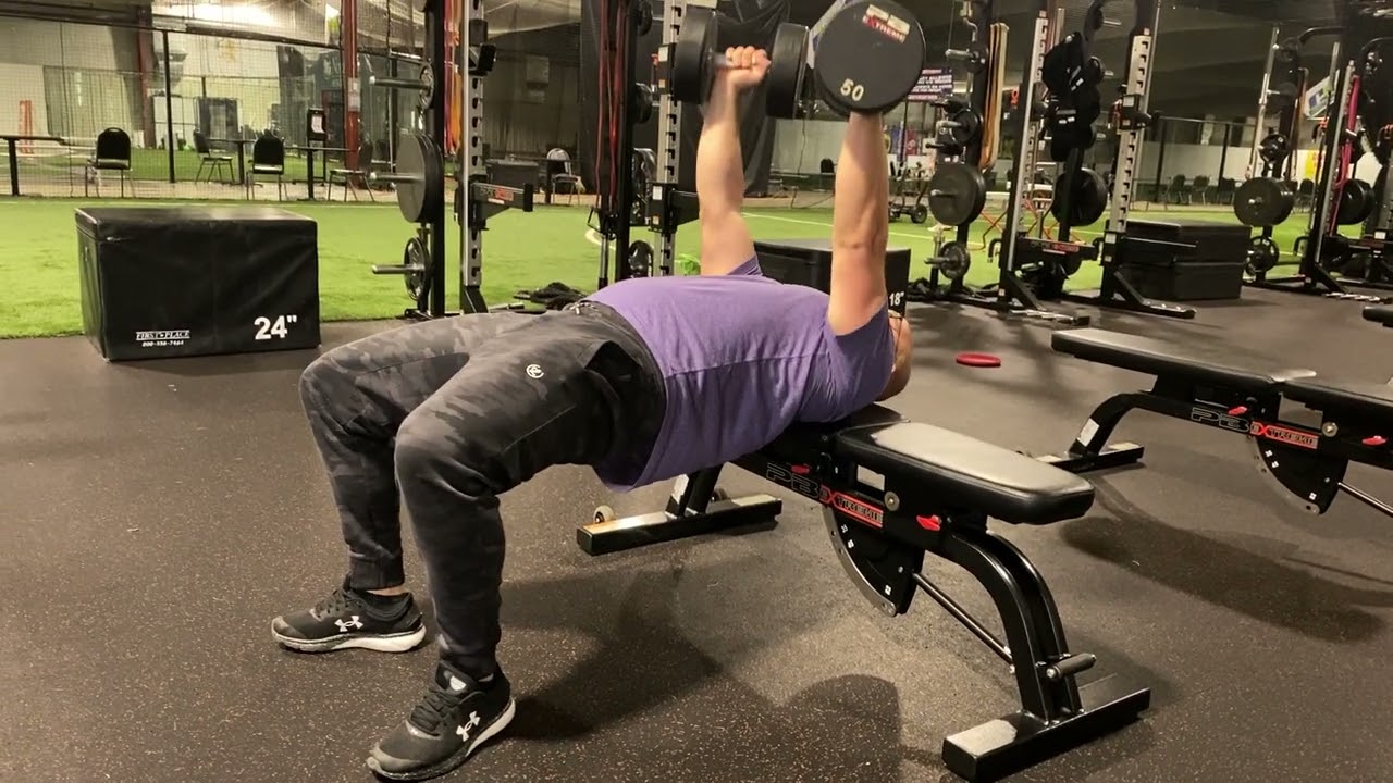 Dumbbell (DB) Bench Press with shoulders on bench - YouTube