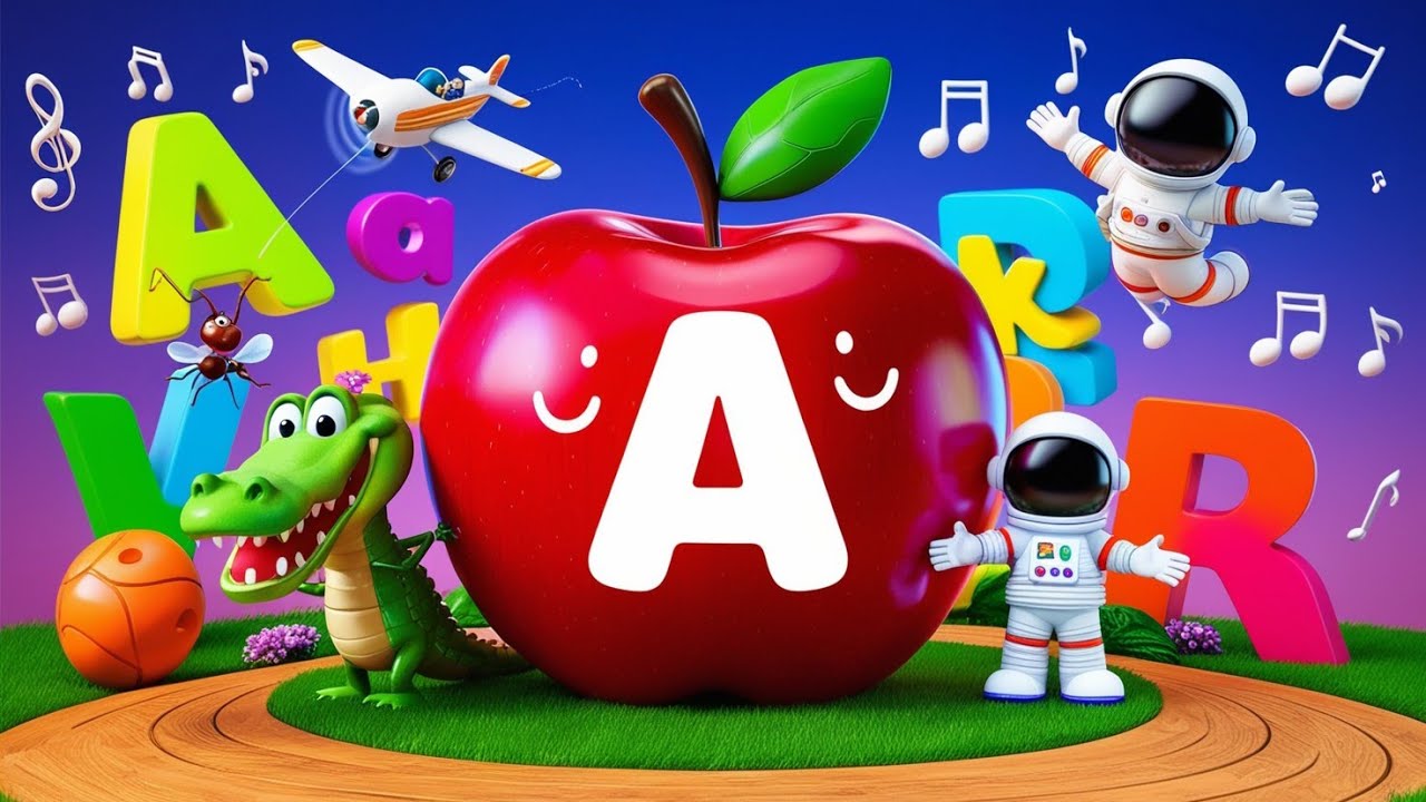 A for Apple | Fun Kids ABC Song | Learn the Alphabet with Cute Animals ...