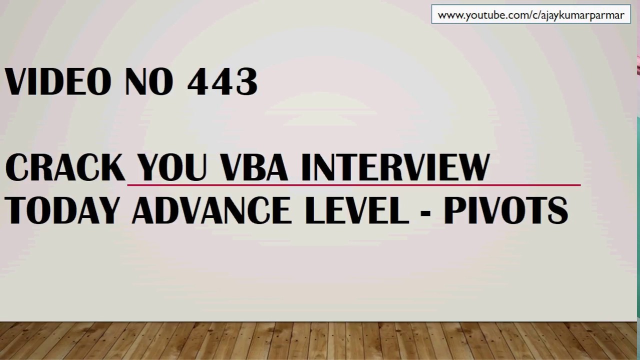 Learn MS Excel-Video 443- VBA Interview on Pivots - YouTube