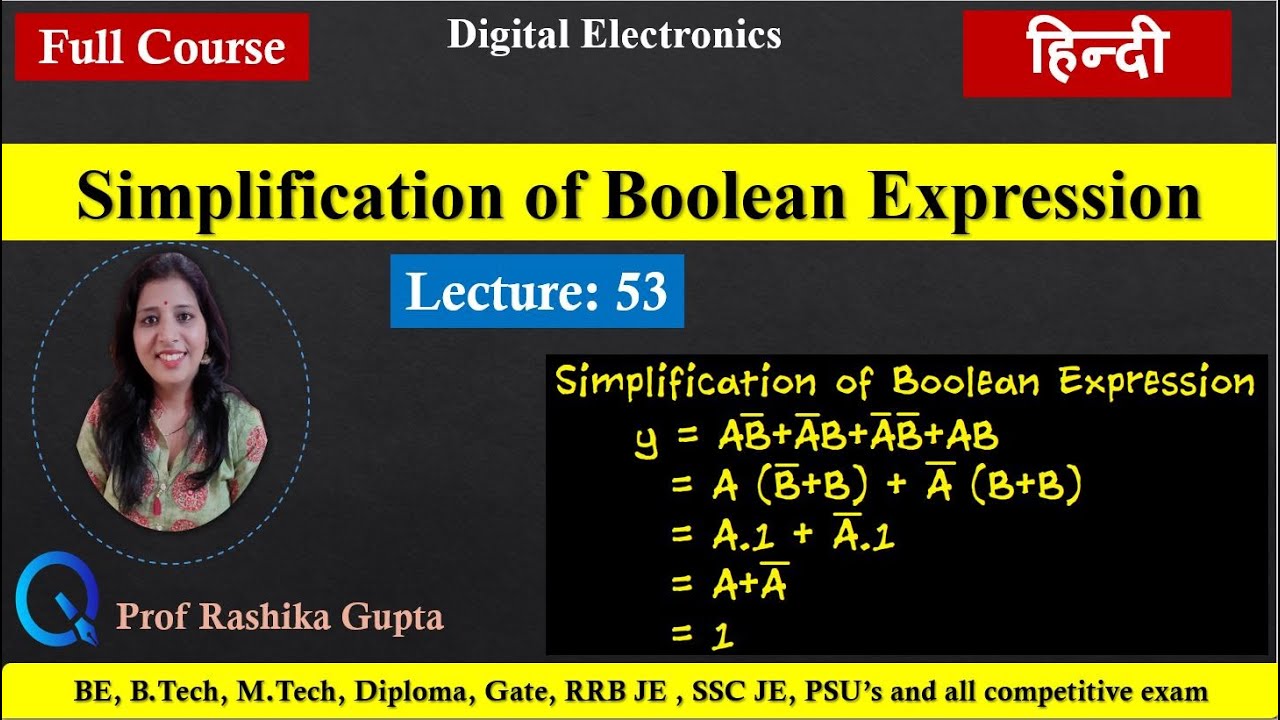 53 Simplification Of Boolean Expression Using Boolean Algebra