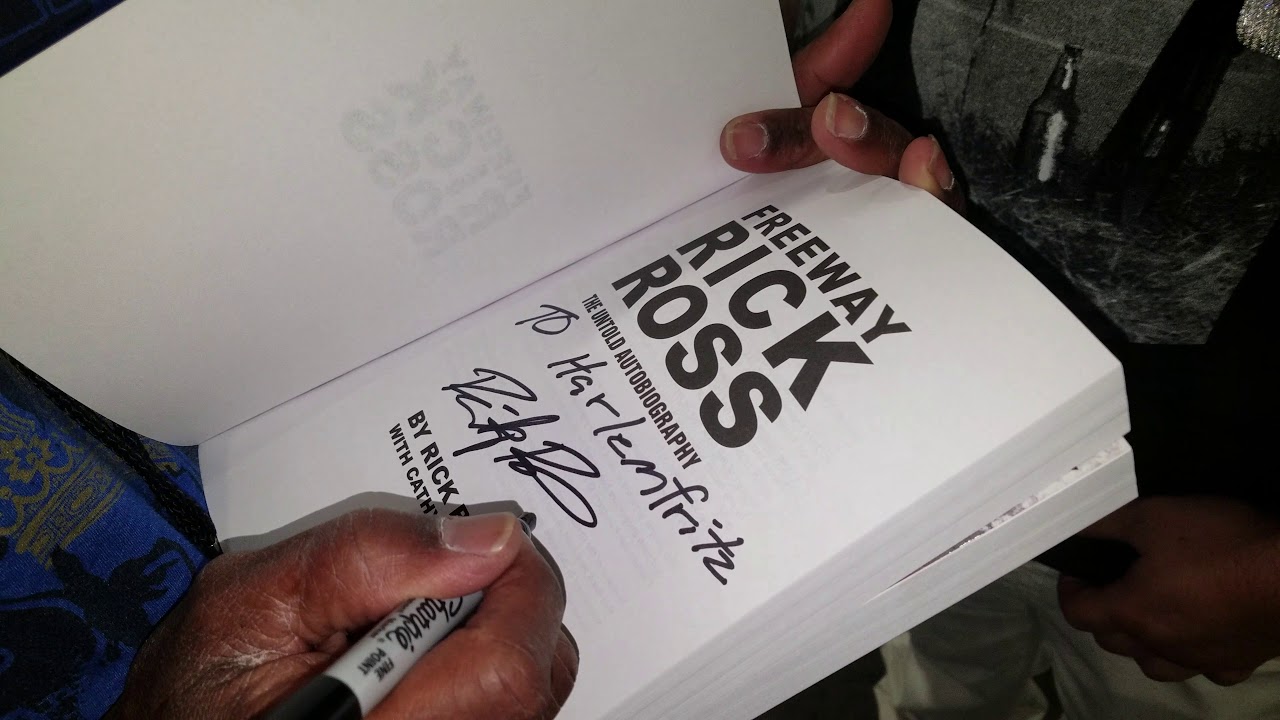 Rick Ross autographs book for Harlem Fritz @ Agenda - YouTube