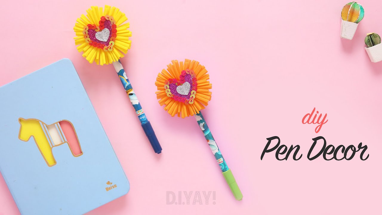 Pencil Decoration Ideas | DIY Pens Decor | DIY school supplies - YouTube