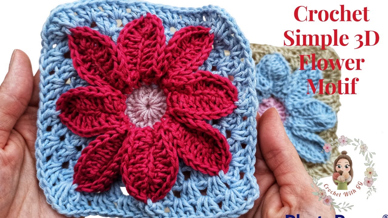 Crochet 3D Flower Motif / Crochet Motif Tutorials - YouTube