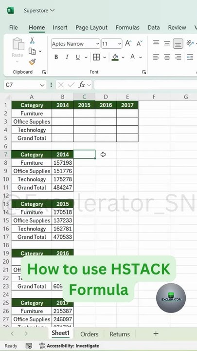 HSTACK Formula in Excel | Combine Arrays Horizontally Like a Pro! @EXCELERATOR_SN #excel # ...