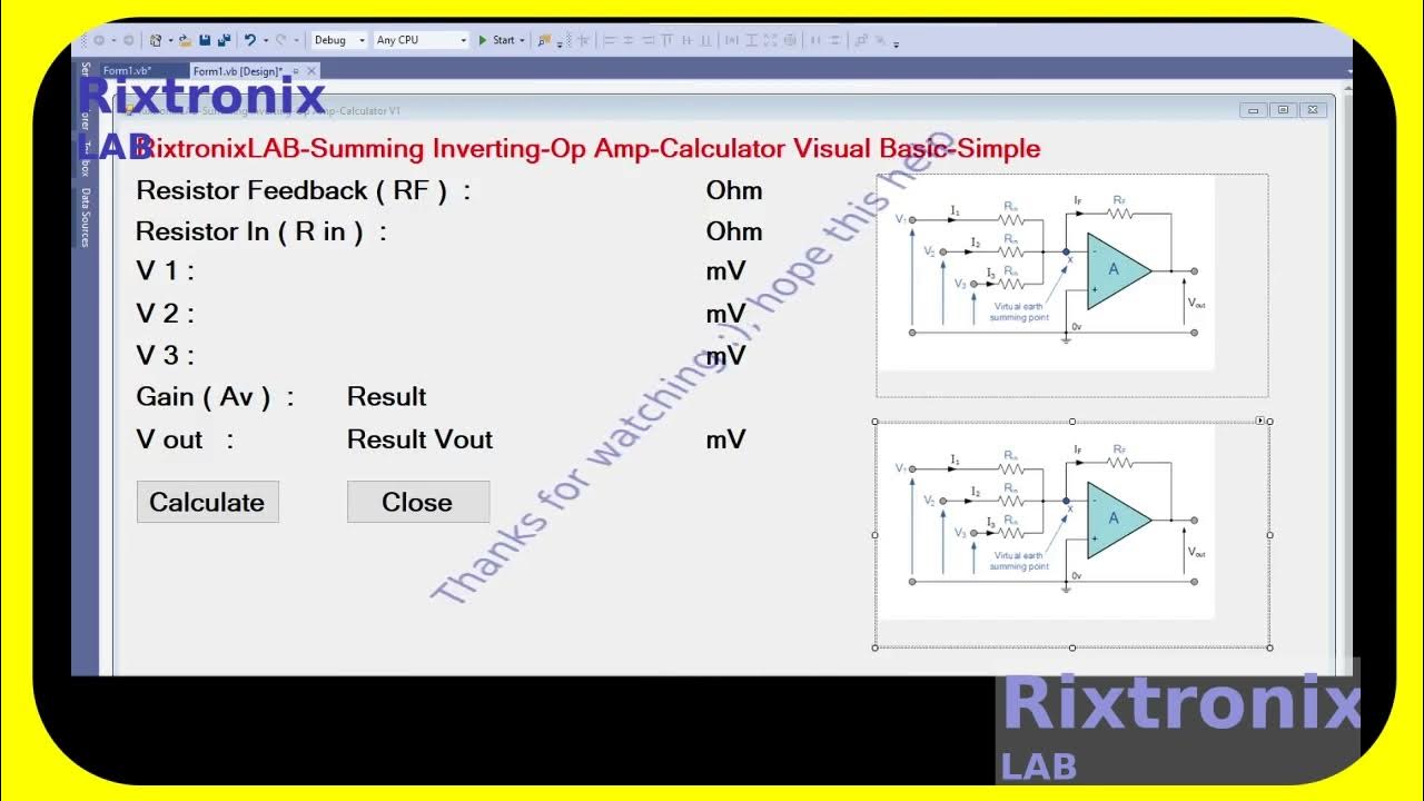 Design Summing Op Amp Calculator Visual Basic P8 - YouTube