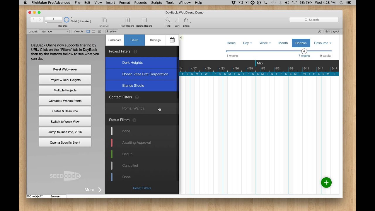 DayBack Online Calendar: filtering with URLs - YouTube