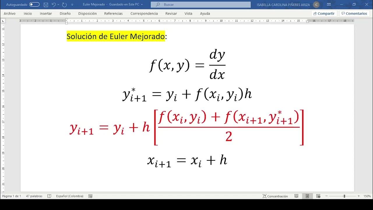 Método de Euler Mejorado en Matlab - YouTube