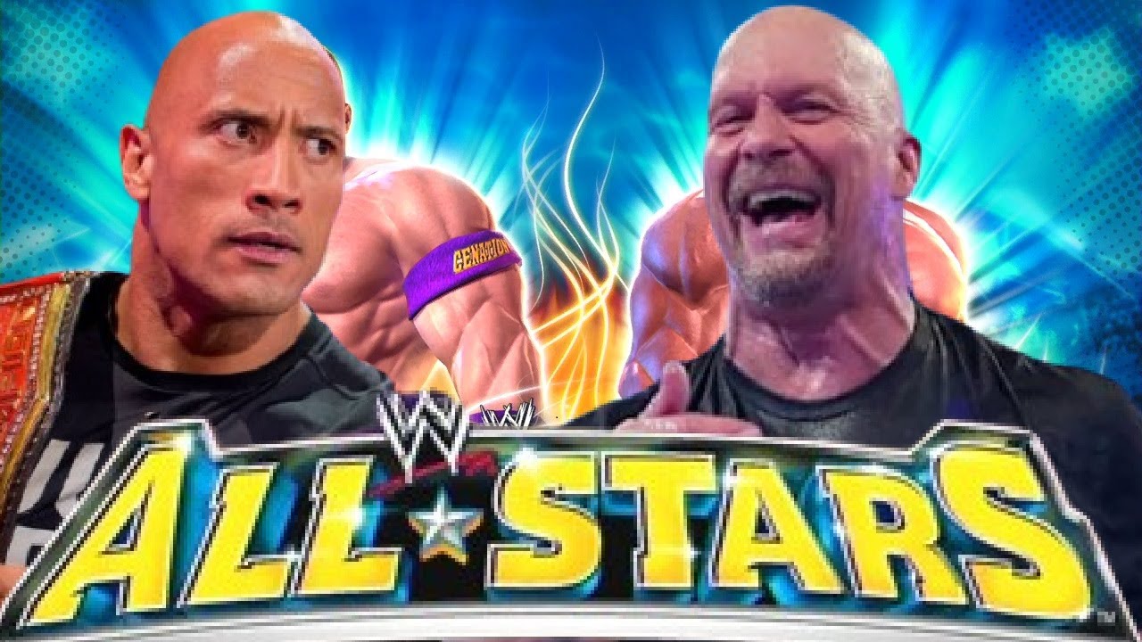 WWE ALL☆STARS | Stone Cold Steve Austin vs. The Rock - YouTube