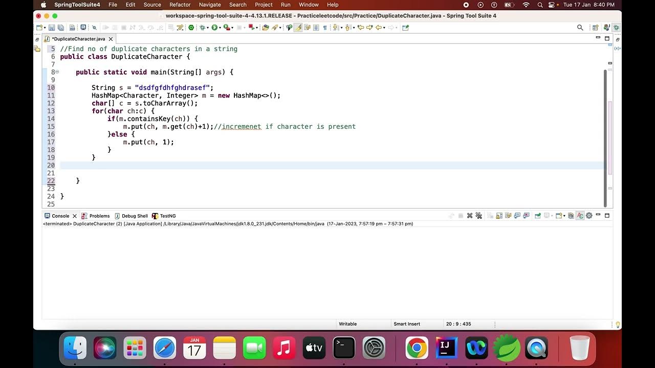 Identify count of duplicate character using collection - YouTube