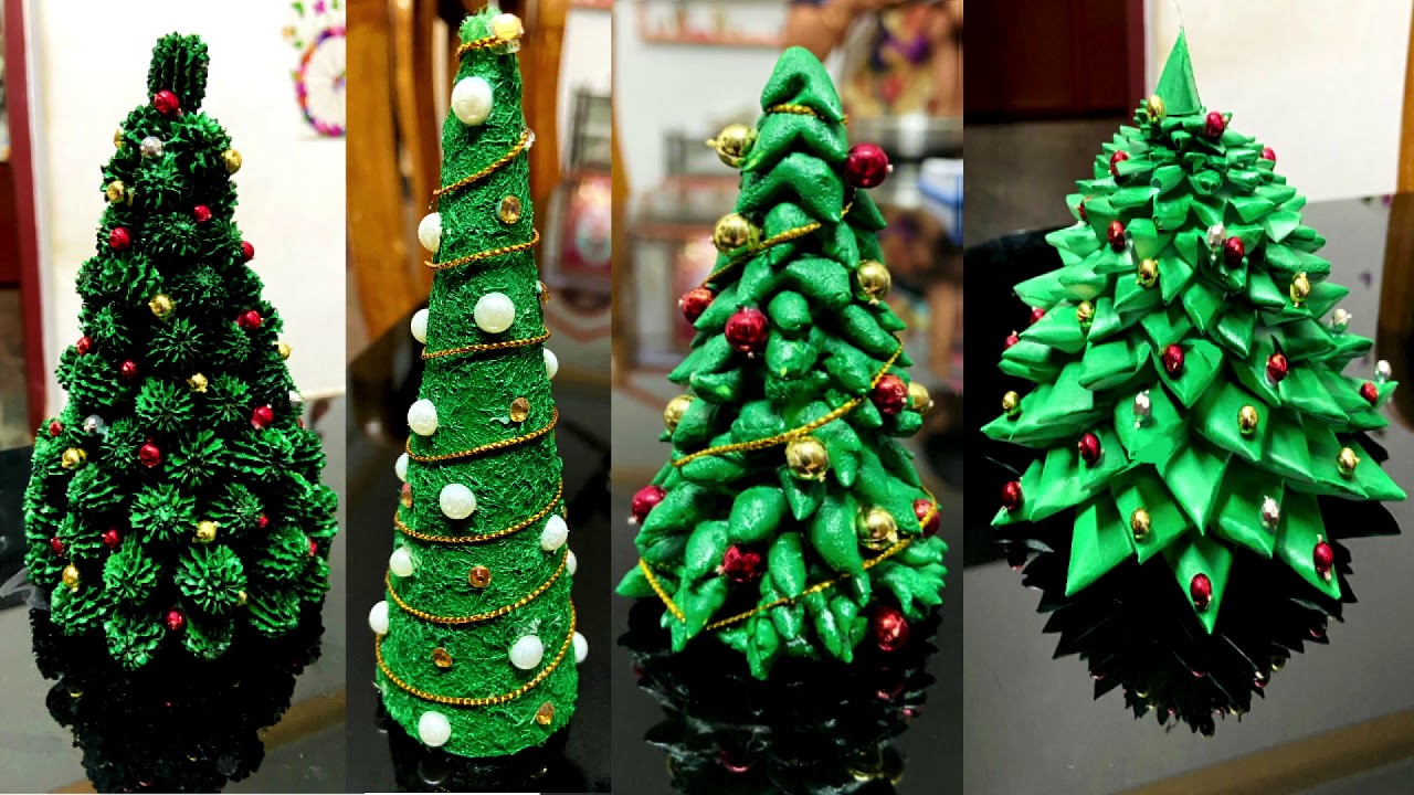 4 Easy Mini Christmas trees made using waste materials | How to make X ...