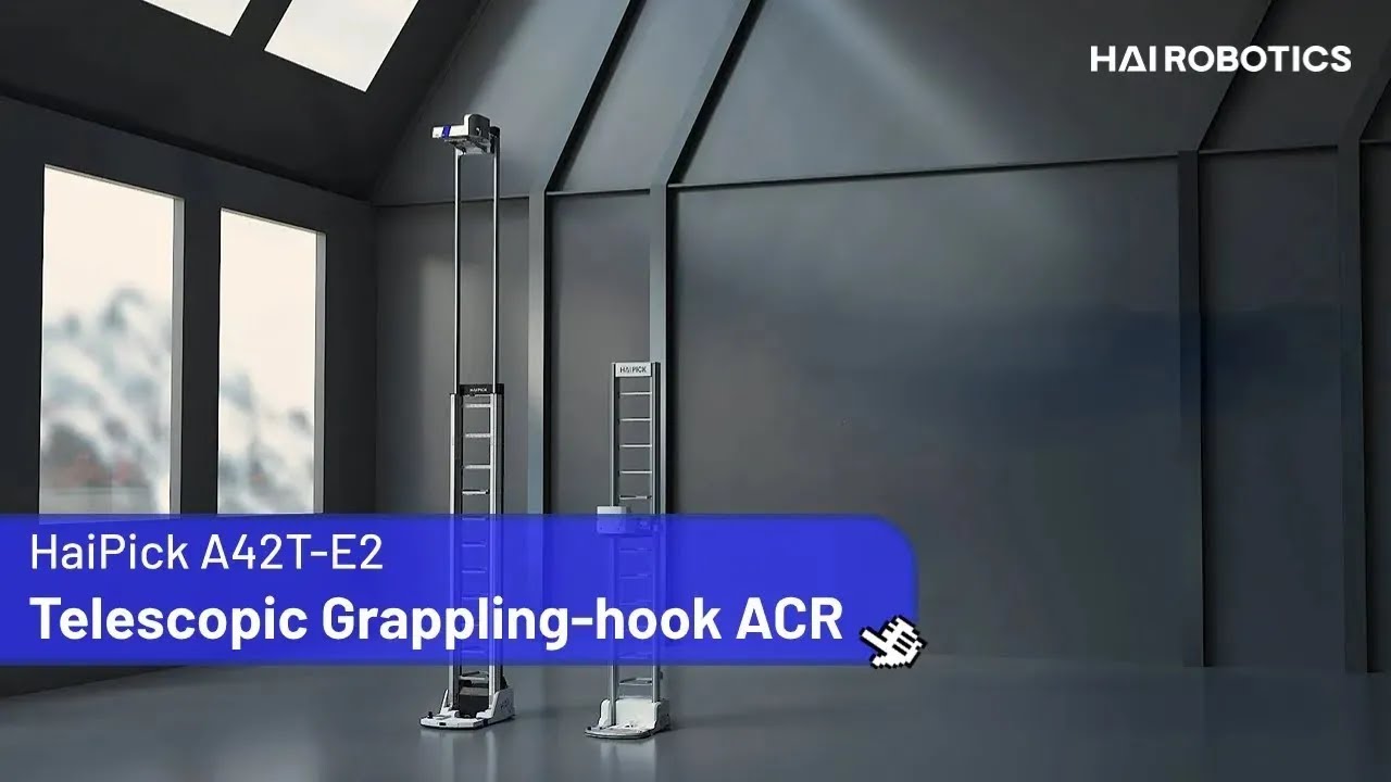 World's First Grappling-hook Automated Case-handling Mobile Robot - YouTube