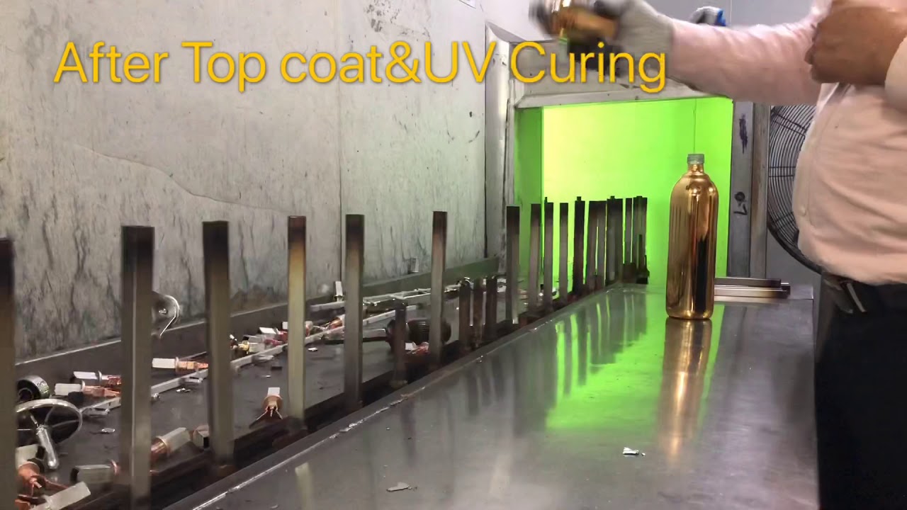 UV painting line for glass bottle,with vacuum metallization - YouTube