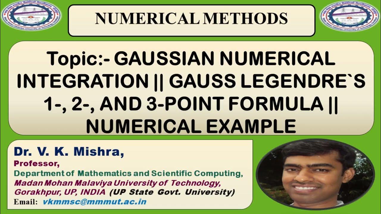 GAUSSIAN NUMERICAL INTEGRATION || GAUSS LEGENDRE`S 1-, 2-, AND 3-POINT FORMULA || NUMERICAL ...
