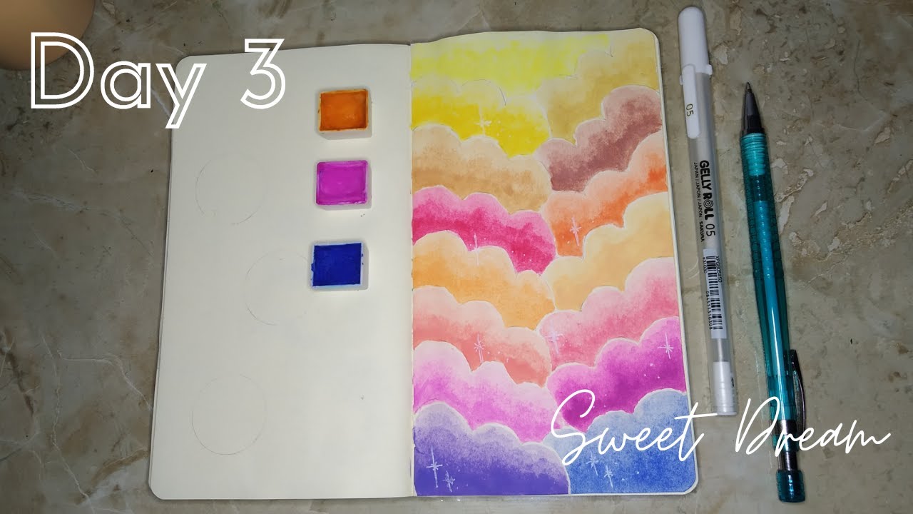 ⛅ Olive Green | Watercolor Dooling | Easy Drawing - YouTube