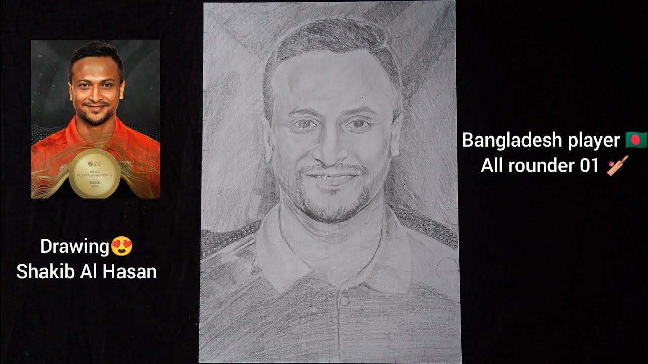 Drawing Shakib Al Hasan 🏏 - YouTube