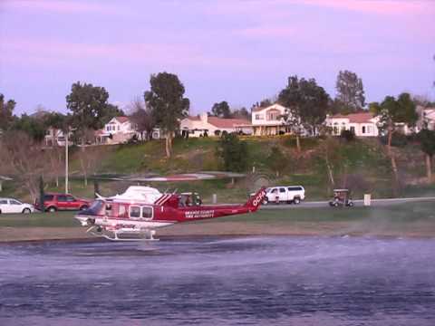 Orange County Fire Authority Bell 412 Helicopter N141FA, Refill 5 - YouTube