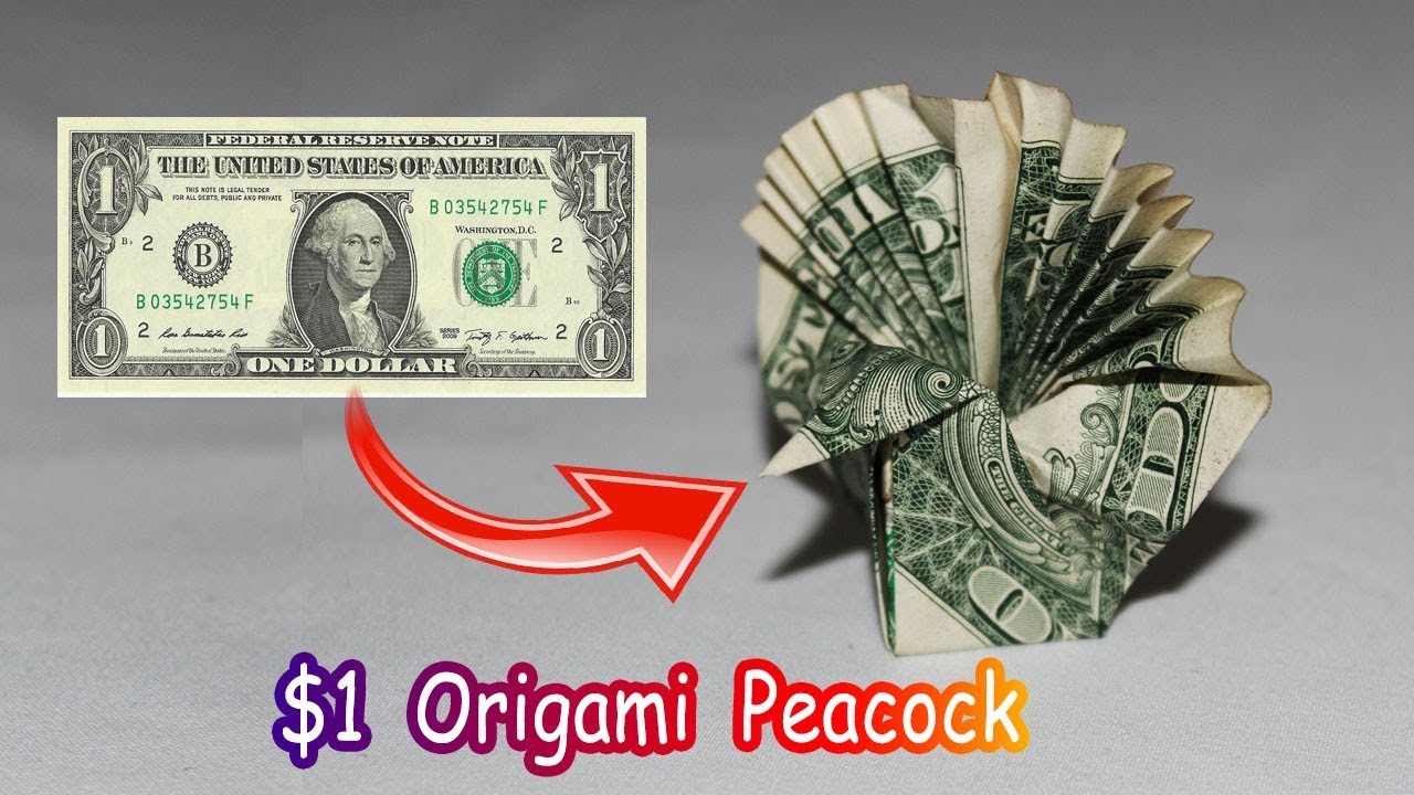 DIY $1 Money Peacock Origami | Currency Peacock | Peacock in Paper ...