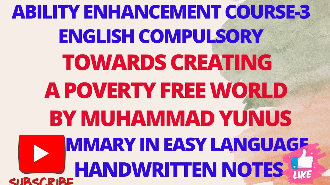 Towards Creating A Poverty Free World by Muhammad Yunus #BA2SEM3 # ...