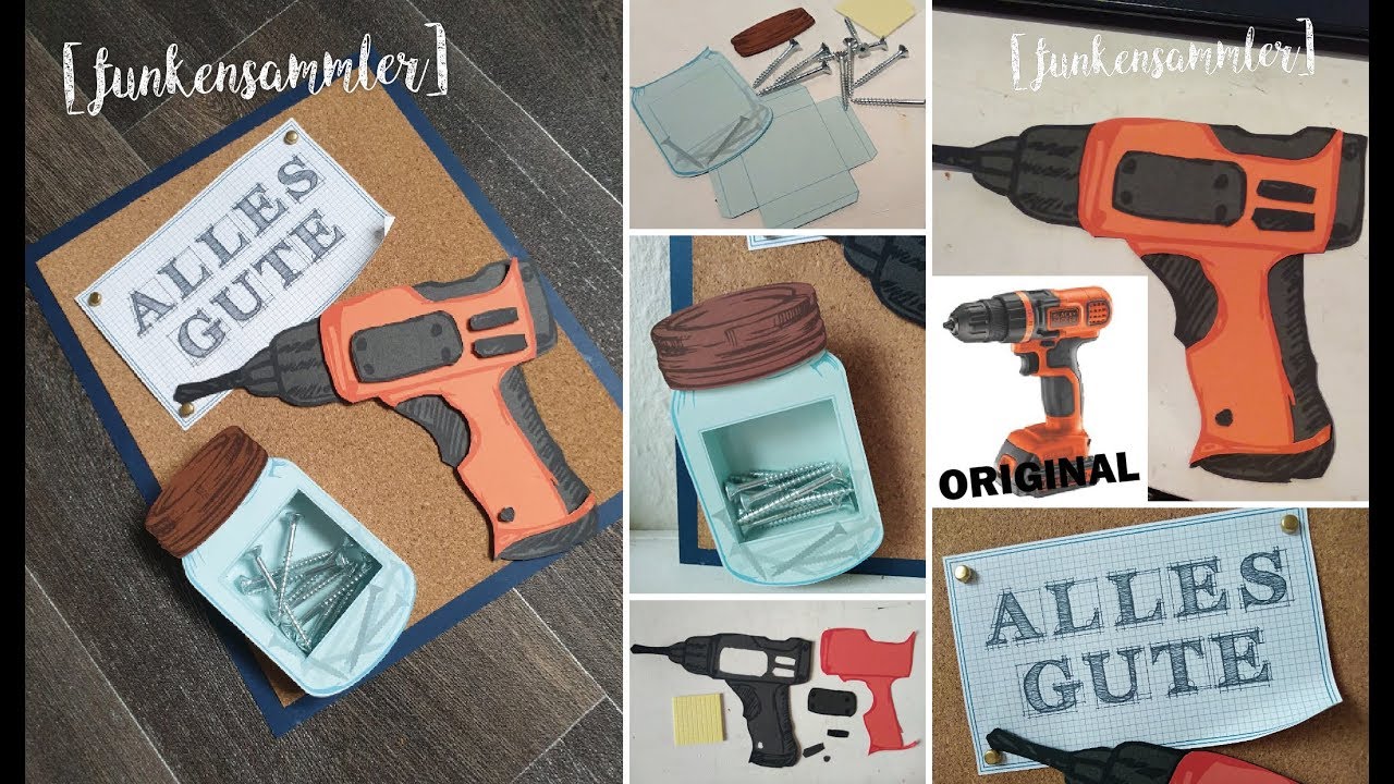 DIY I 3D paper cordless screwdriver/glass - 3D Papier Akkuschrauber ...