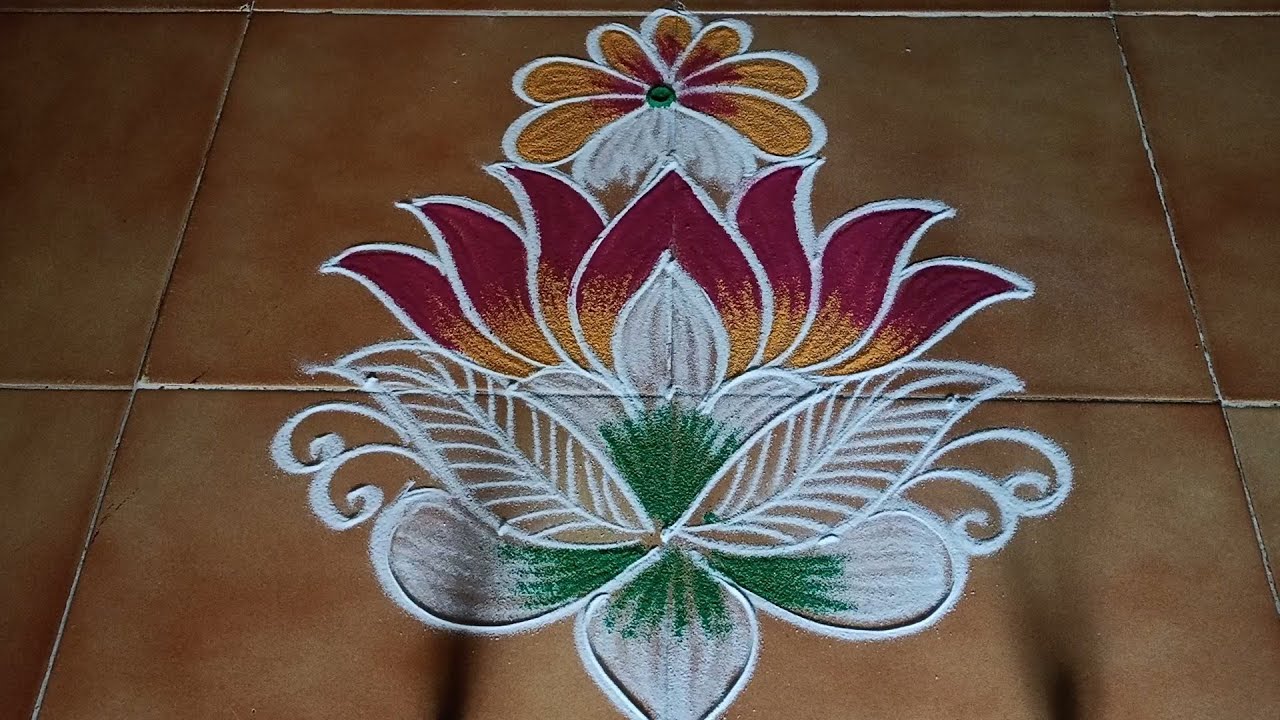 beautiful lotus rangoli | thamarai kolam | flower rangoli | latest ...