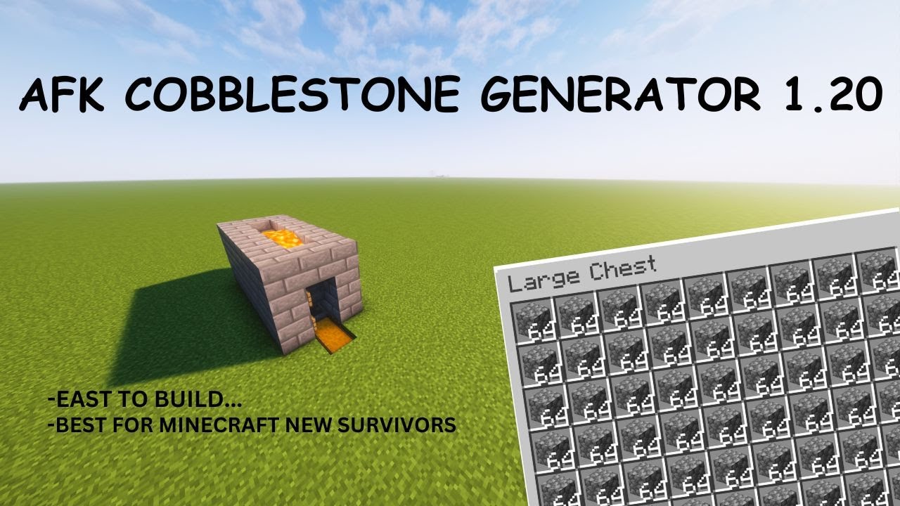 Easiest MINECRAFT AFK Cobblestone Generator 1.20 | JAVA & BEDROCK - YouTube