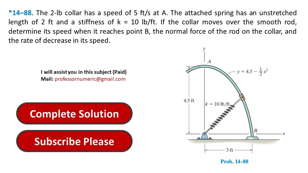 14 88 The 2 lb Collar Has A Speed Of 5 Ft s At A The Attached Spring 14 88 The 2 lb Collar Has A Speed Of 5 Ft s At A The Attached Spring
