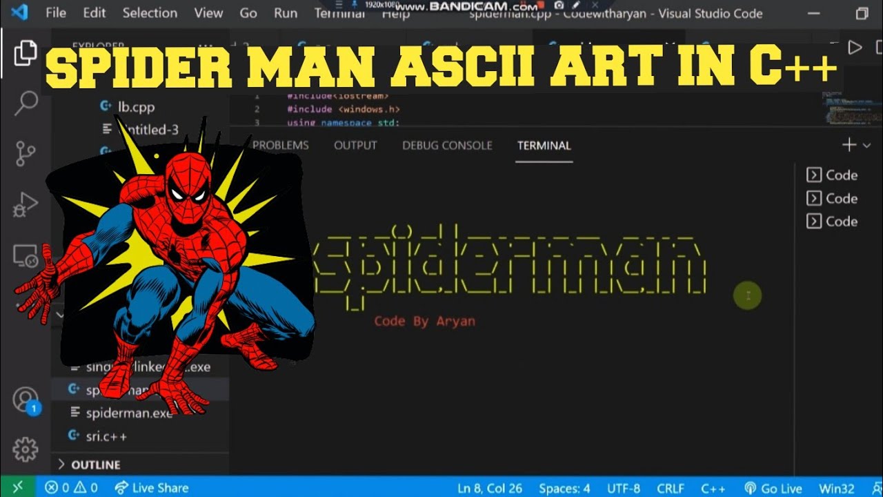 Spider Man Ascii Art in C++ | Spider man No Way Home - YouTube