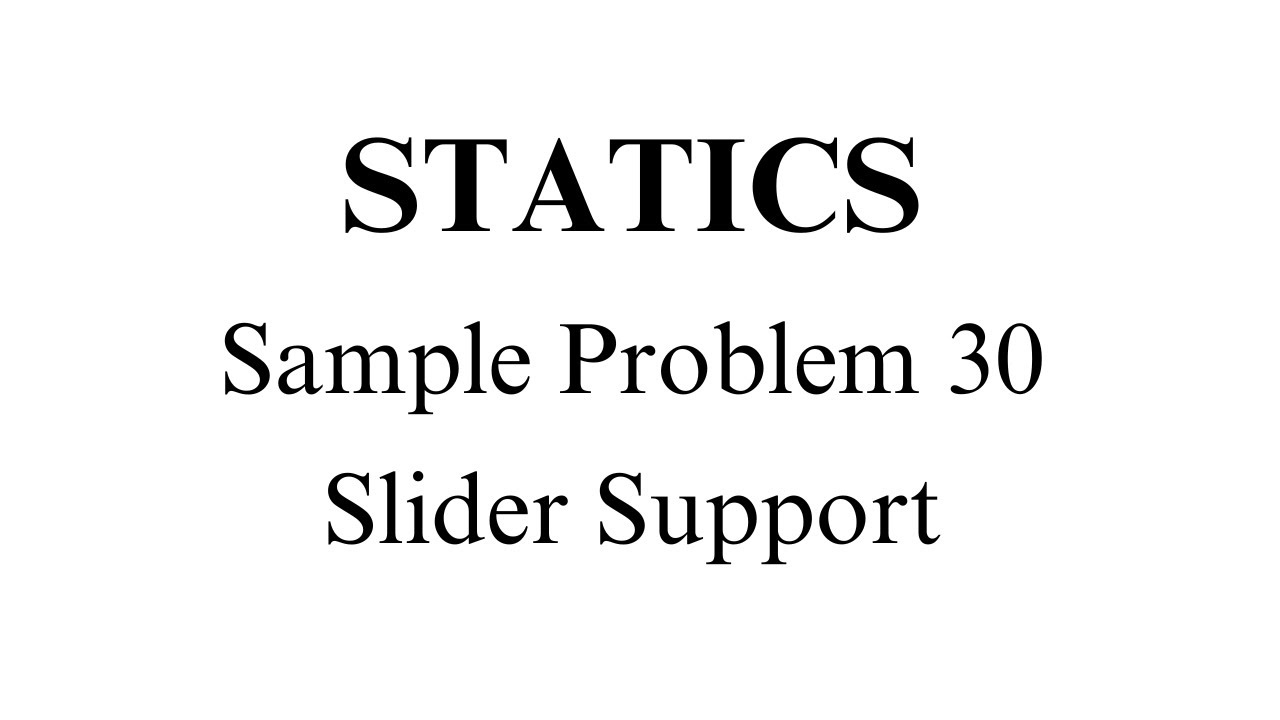 Statics - Sample Problem 30 (Slider Support) - YouTube