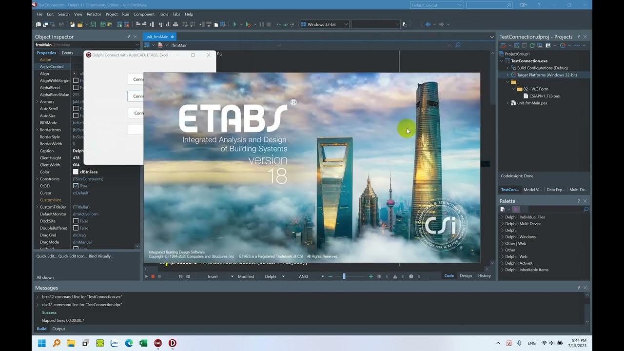 Delphi connect to AutoCAD, ETABS, Excel - YouTube